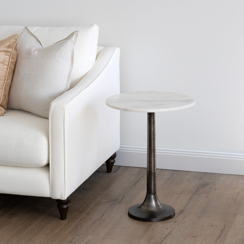 Soho Side Table Tall Ant. Silver Base | Pepperwhites – Pepperwhites by ...