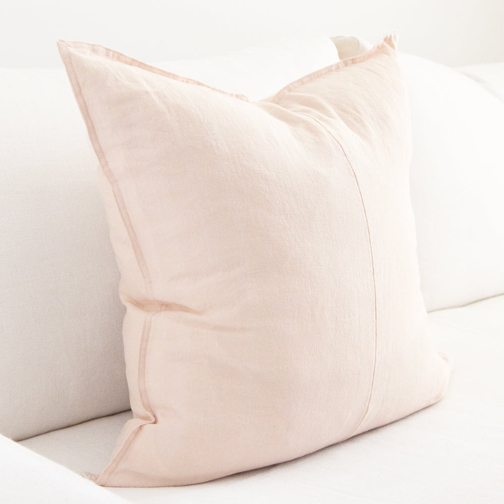 Large Linen Cushion Blush Pink | Pepperwhites by Tara Dennis