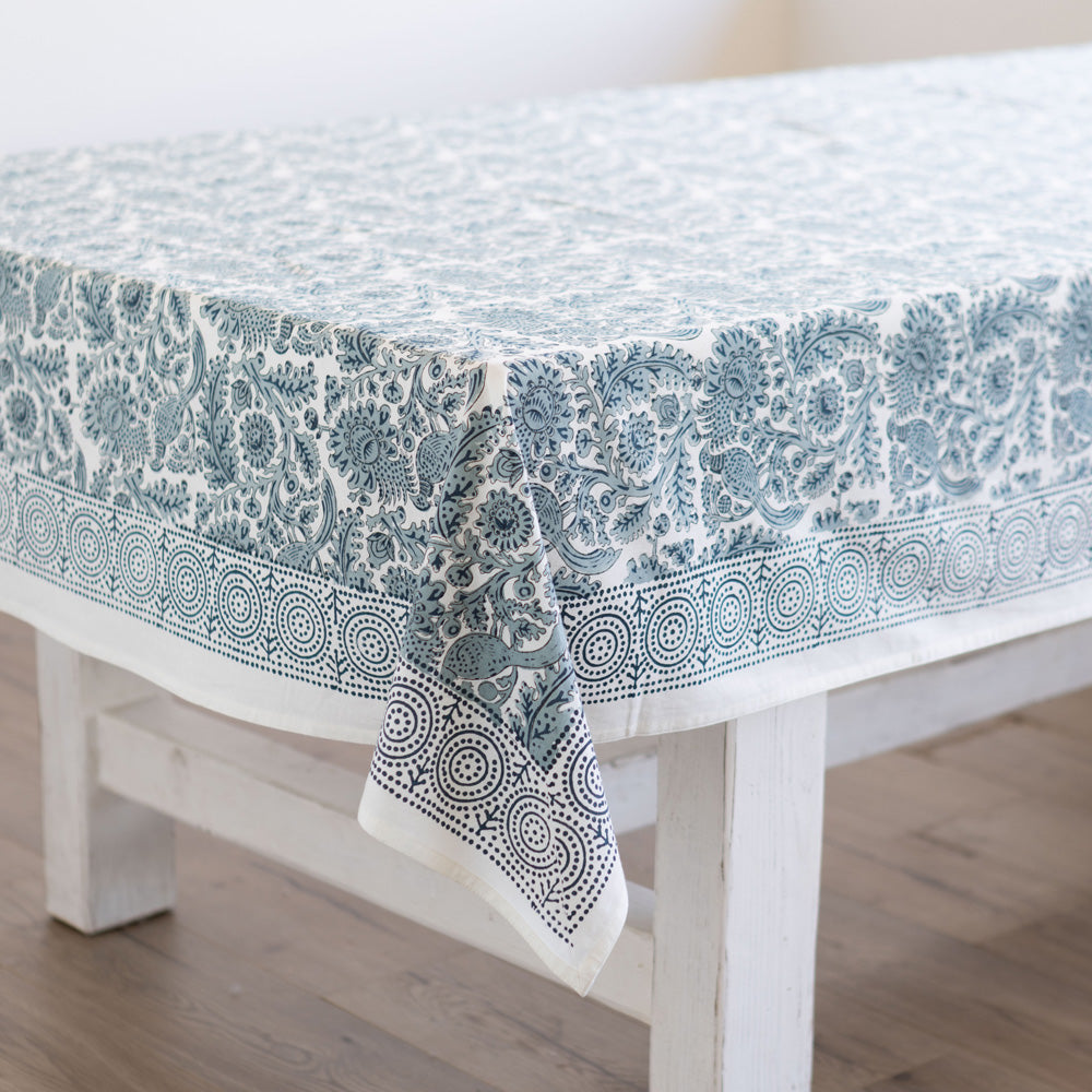 Chelsea Block Printed Tablecloth | Pepperwhites by Tara Dennis