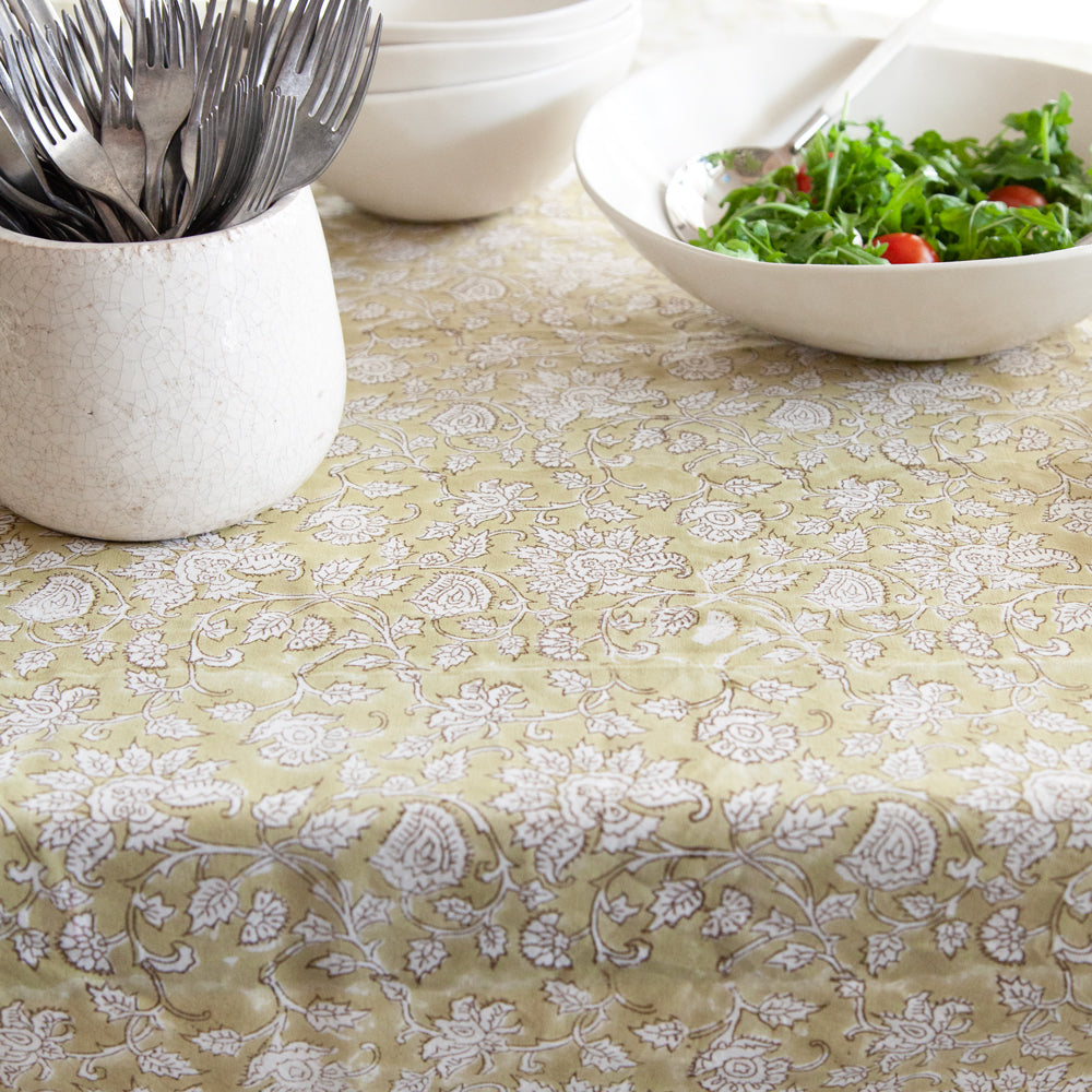 Chloe Block Printed Tablecloth | Pepperwhites by Tara Dennis