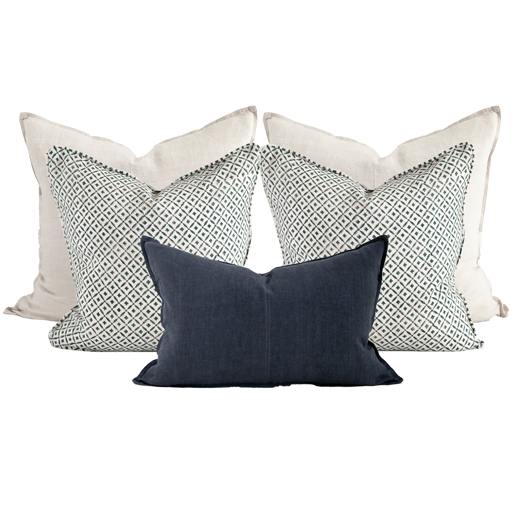 Husk Clover Denim Bed Cushion Collection – Pepperwhites by Tara Dennis
