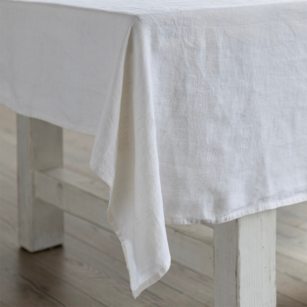 Ivory White Linen Tablecloth – Pepperwhites by Tara Dennis