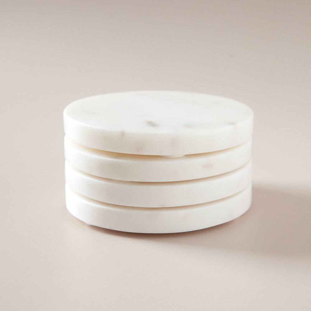 Round Marble Coaster Set of 4 | Pepperwhites by Tara Dennis