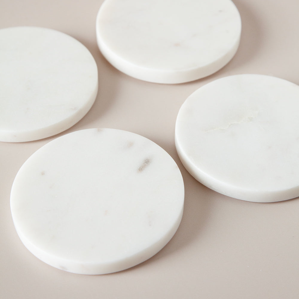 Round Marble Coaster Set of 4 | Pepperwhites by Tara Dennis