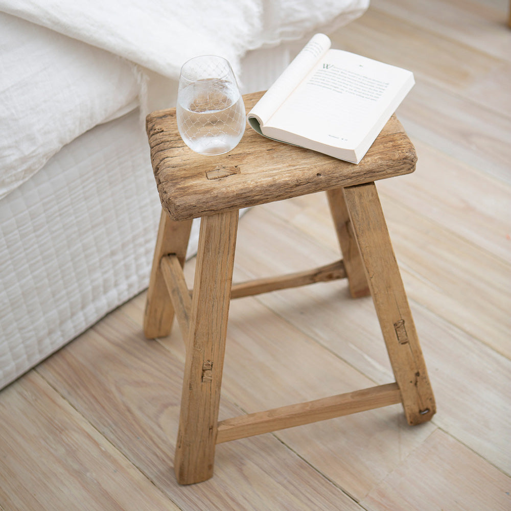 Rustic Rectangular Vintage Stool - Living or Bathroom | Pepperwhites ...