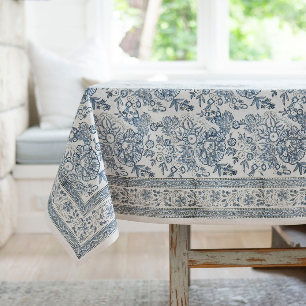 Perri Block Printed Tablecloth | Pepperwhites by Tara Dennis