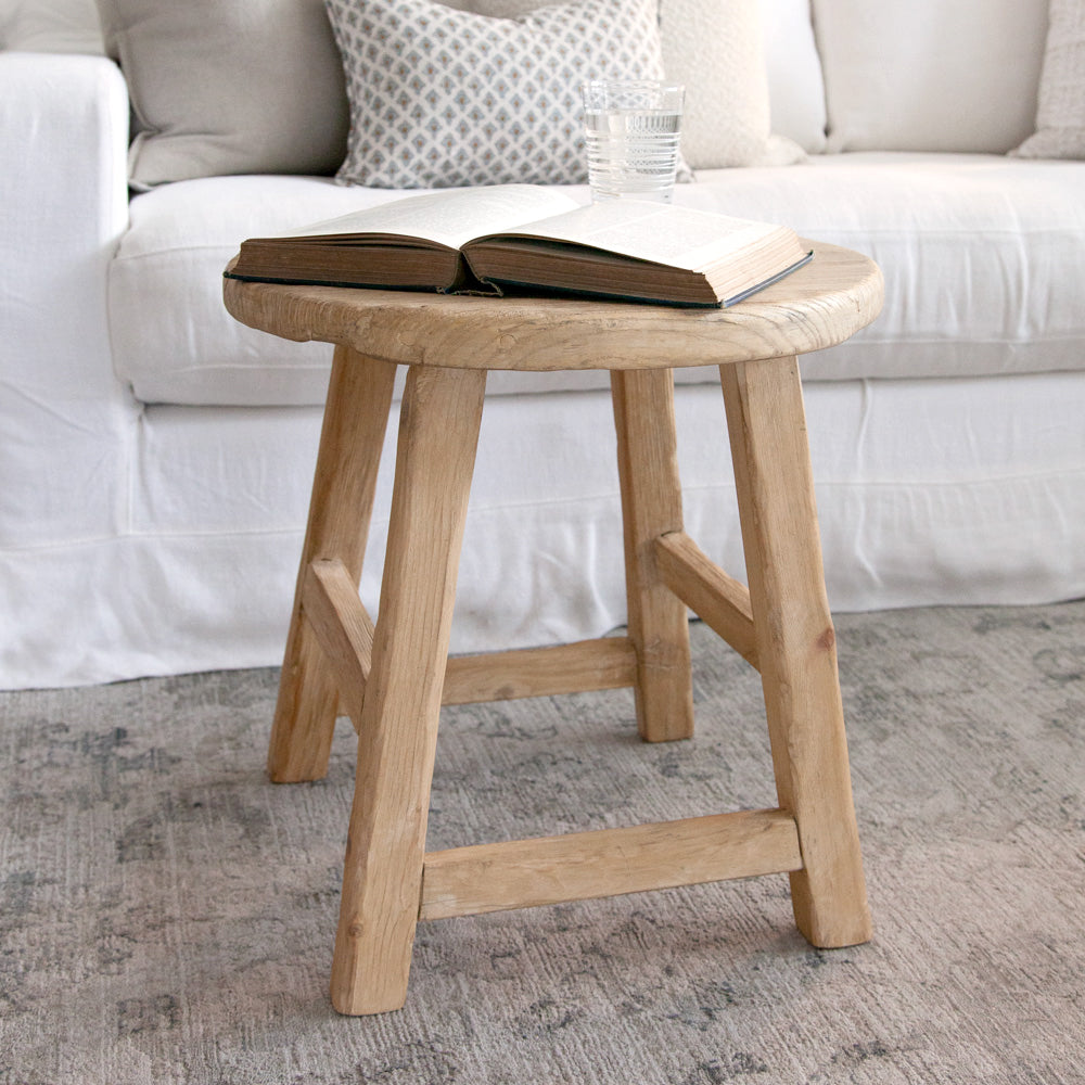 Franklin Rustic Round Side Table - Made from recycled wood ...
