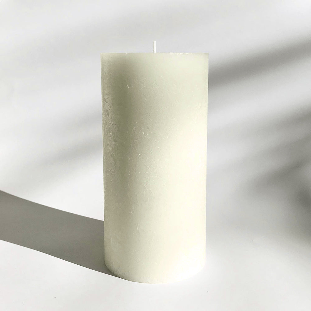 Textured Pillar Candle Warm White Medium - Pepperwhites by Tara Dennis