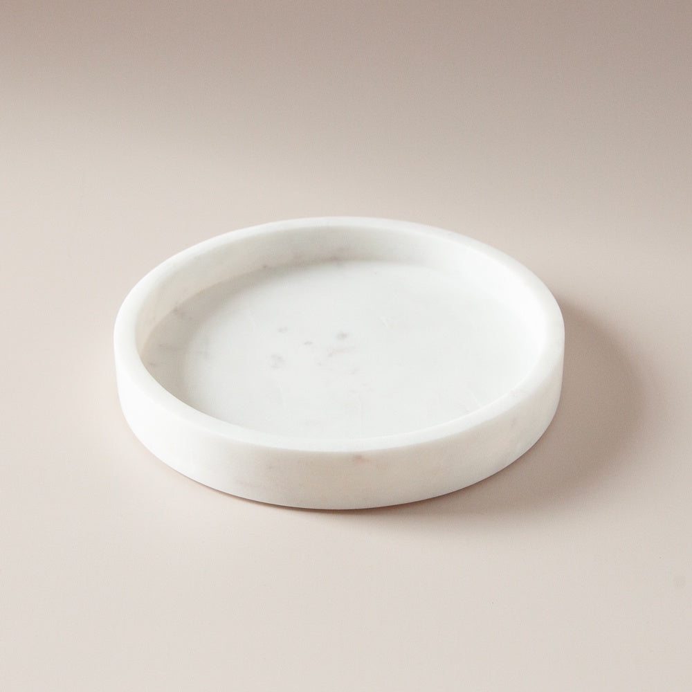Round Marble Tray White 20cm | Pepperwhites by Tara Dennis
